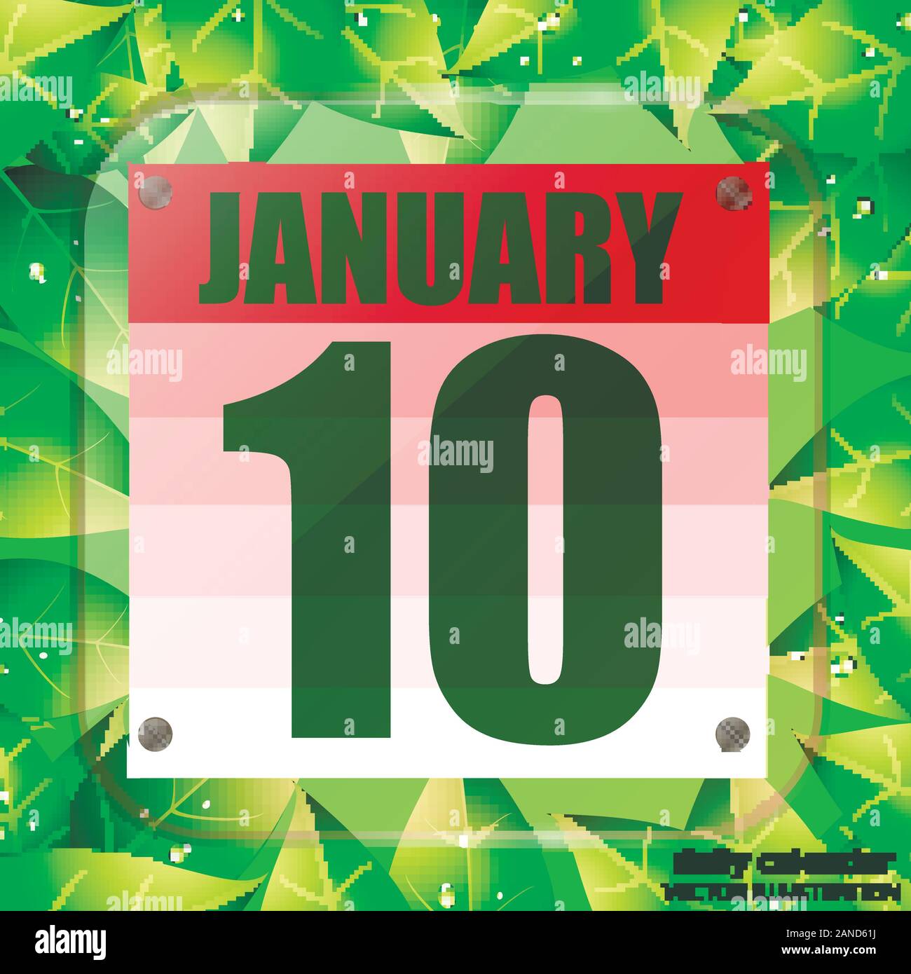 January 10 icon. Calendar date for planning important day with green ...