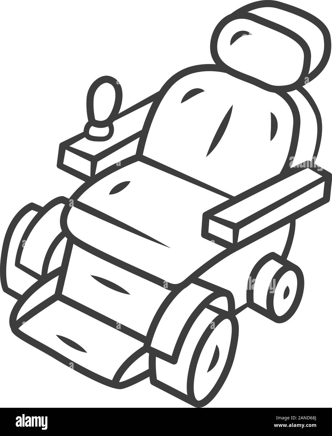 Motorized wheelchair linear icon. Mobility aid device for physically ...