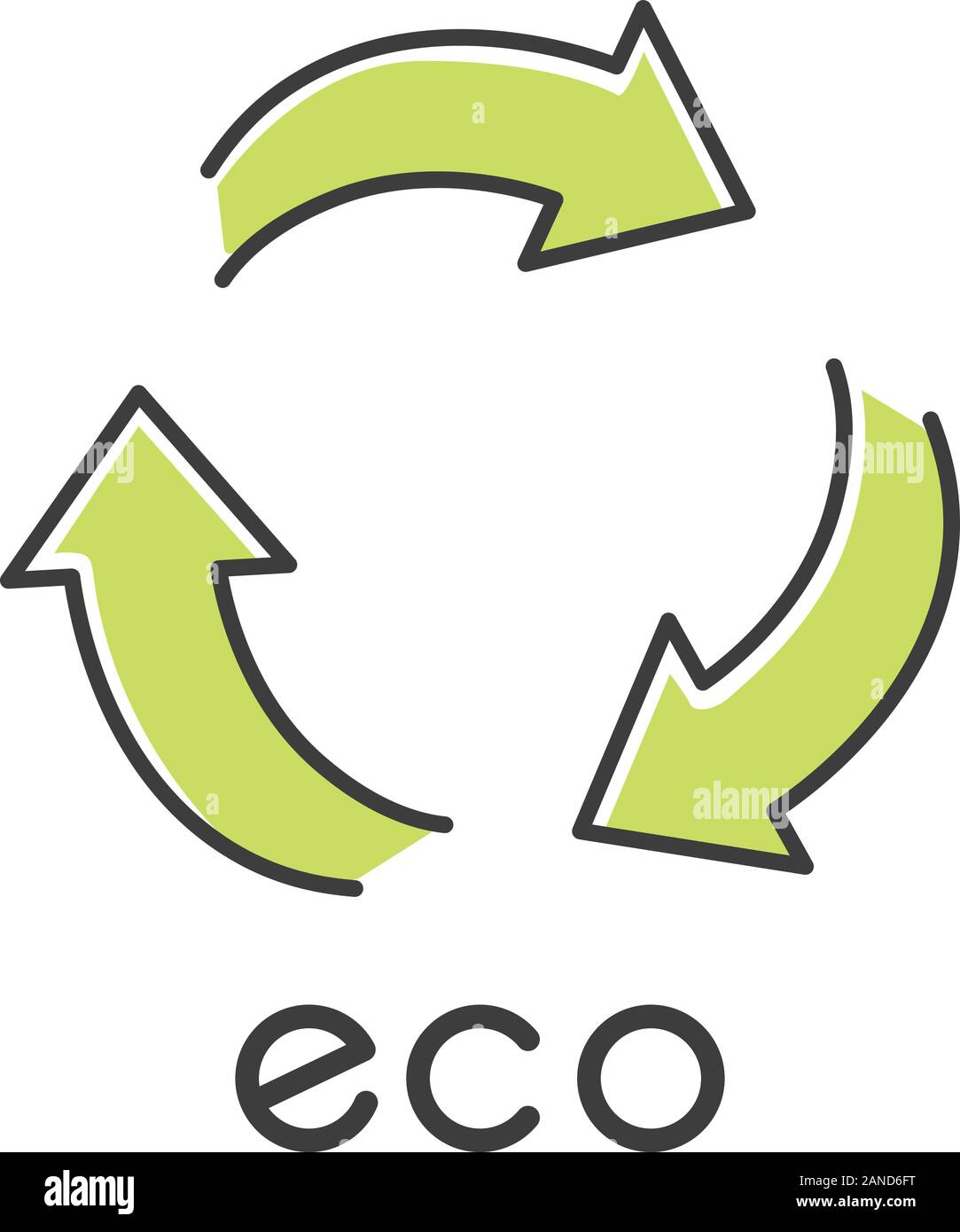 Eco label color icon. Three green curved arrow signs. Recycle symbol ...