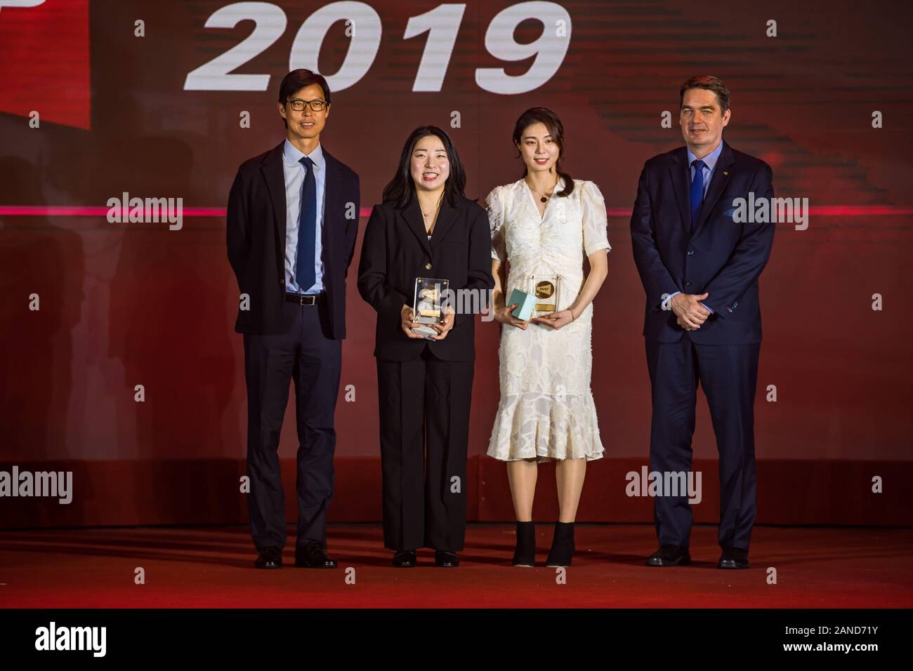South Korean Badminton Players Kim So Yeong Right And Kong Hee Yong Left Are Honored With