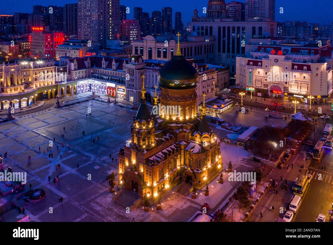 An aerial view of the Saint Sophia Cathedral, a former Russian Orthodox ...