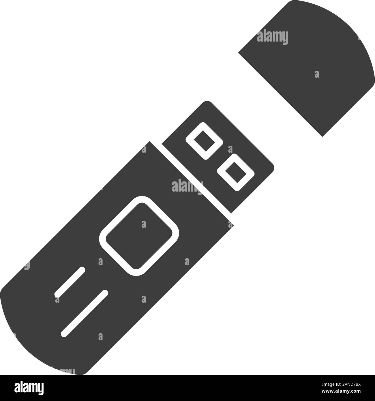 USB flash drive, external data storage glyph icon. Portable electronic ...