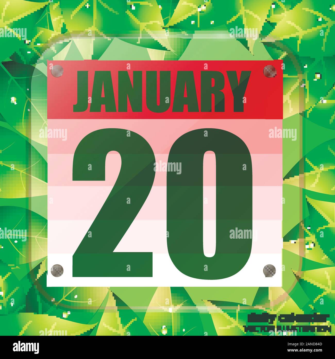 January 20 icon. For planning important day with green leaves. Banner ...