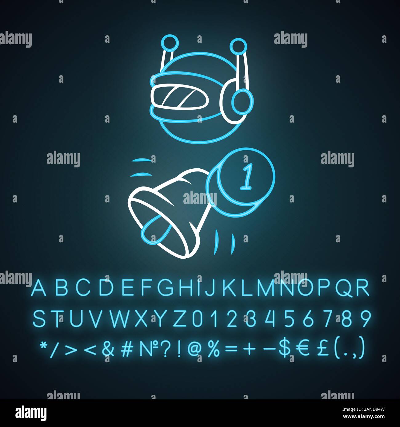 Proactive bot neon light icon. Sending messages. Text alert, reminder. Network communication ...