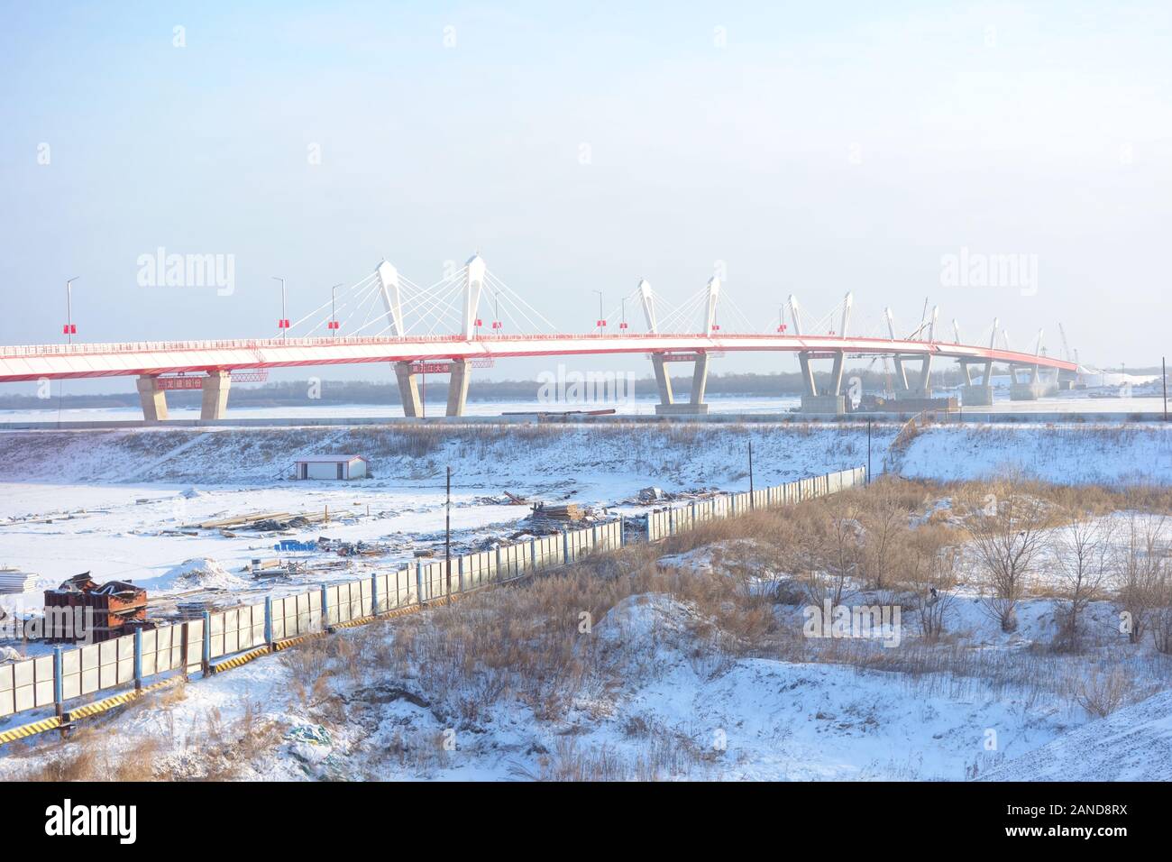 A general view shows the new cross-border automobile cable-stayed ...