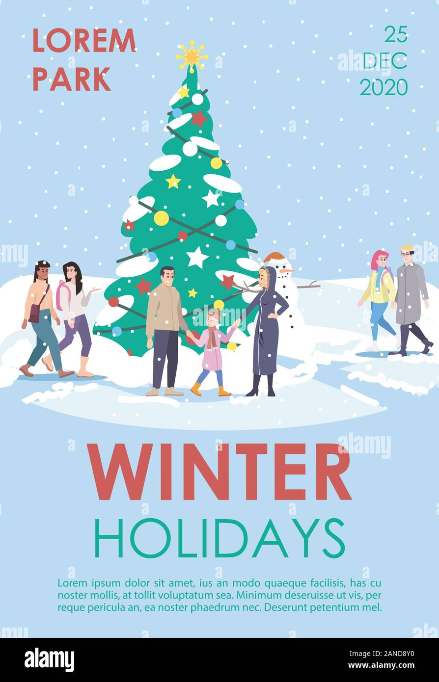 Winter holidays brochure template. Christmas tree. Xmas, New Year ...