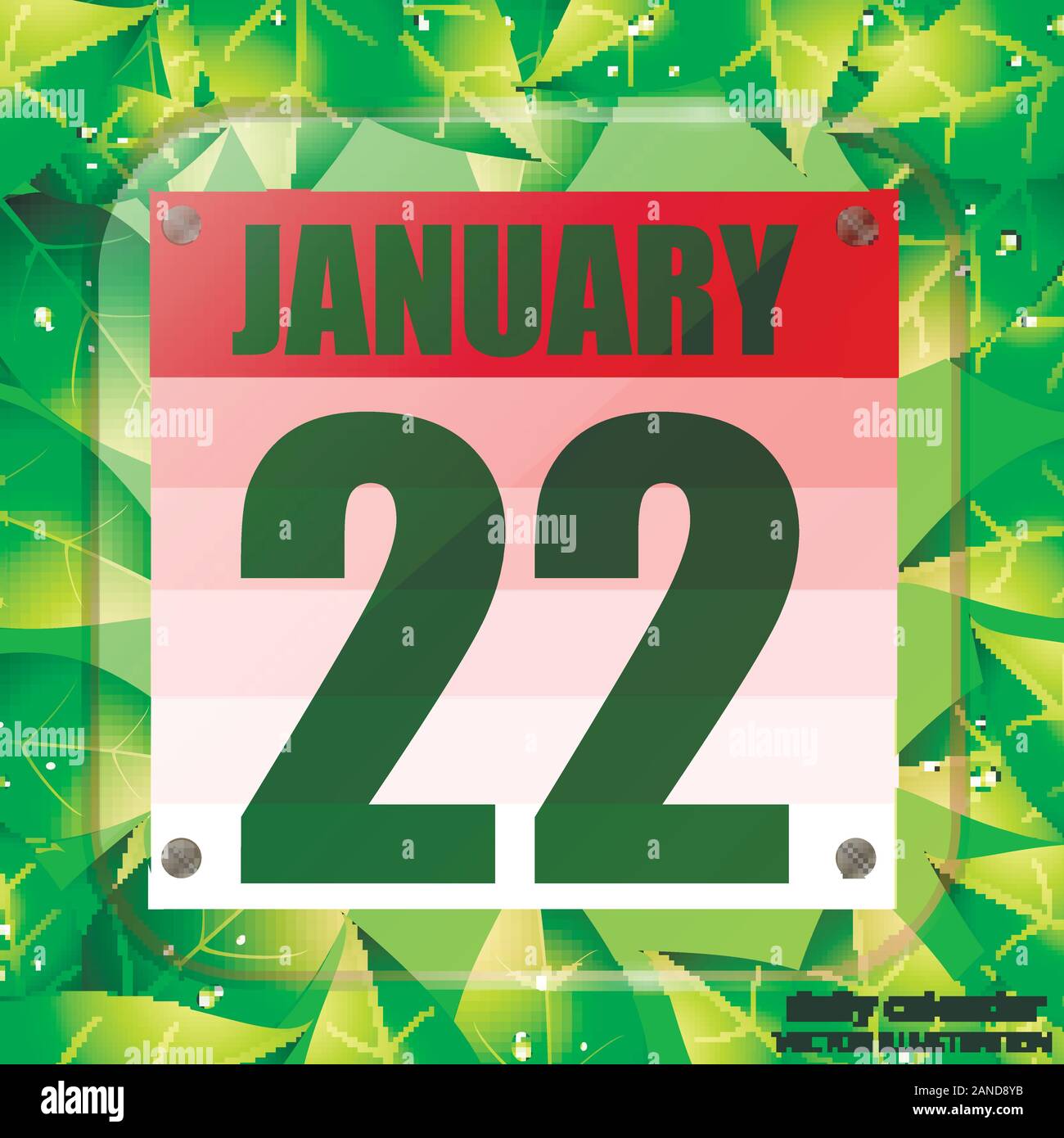 January 22 icon. For planning important day with green leaves. Banner ...