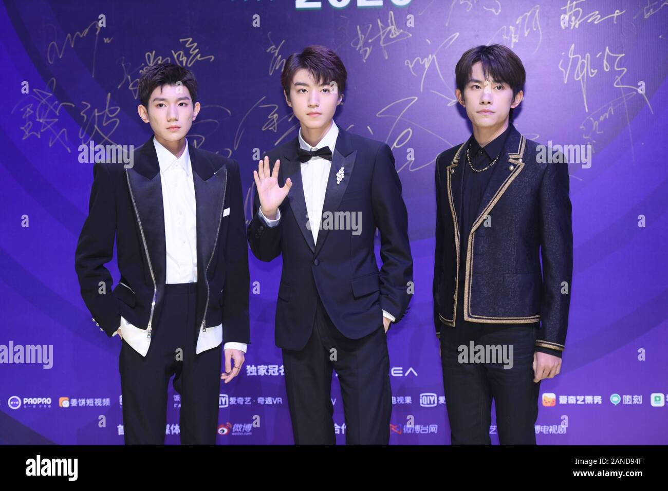 Chinese singer-songwriter Wang Yuan, left, Chinese singer Wang Junkai ...