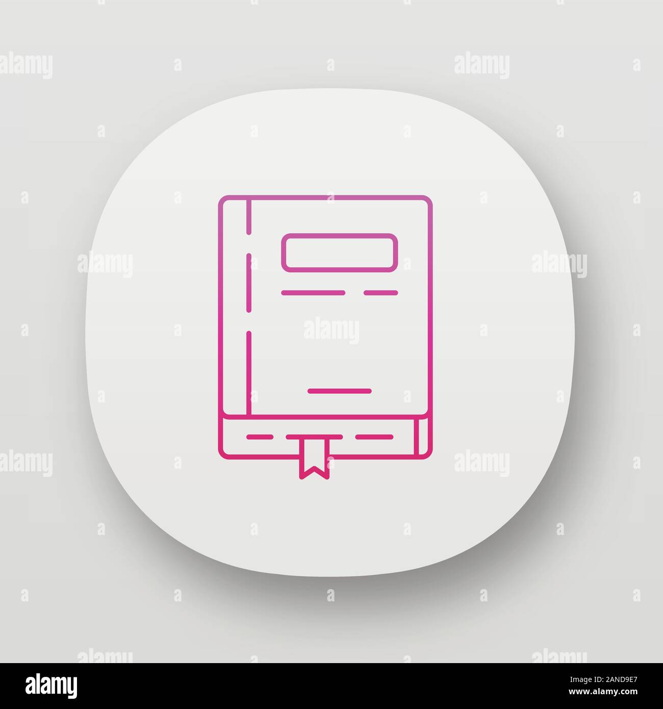 School textbook, personal notebook app icon. UI/UX user interface. Web or mobile application ...