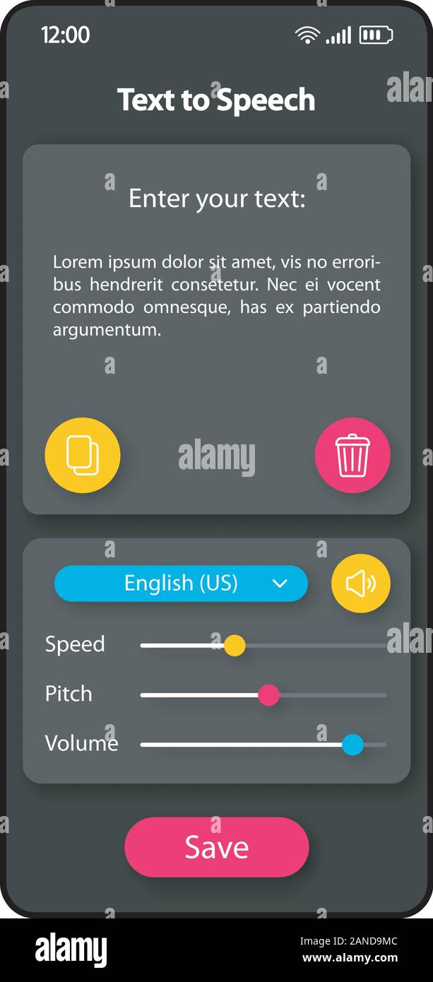 Text language recognizer smartphone interface vector template. Mobile ... Text language recognizer smartphone interface vector template. Mobile ...