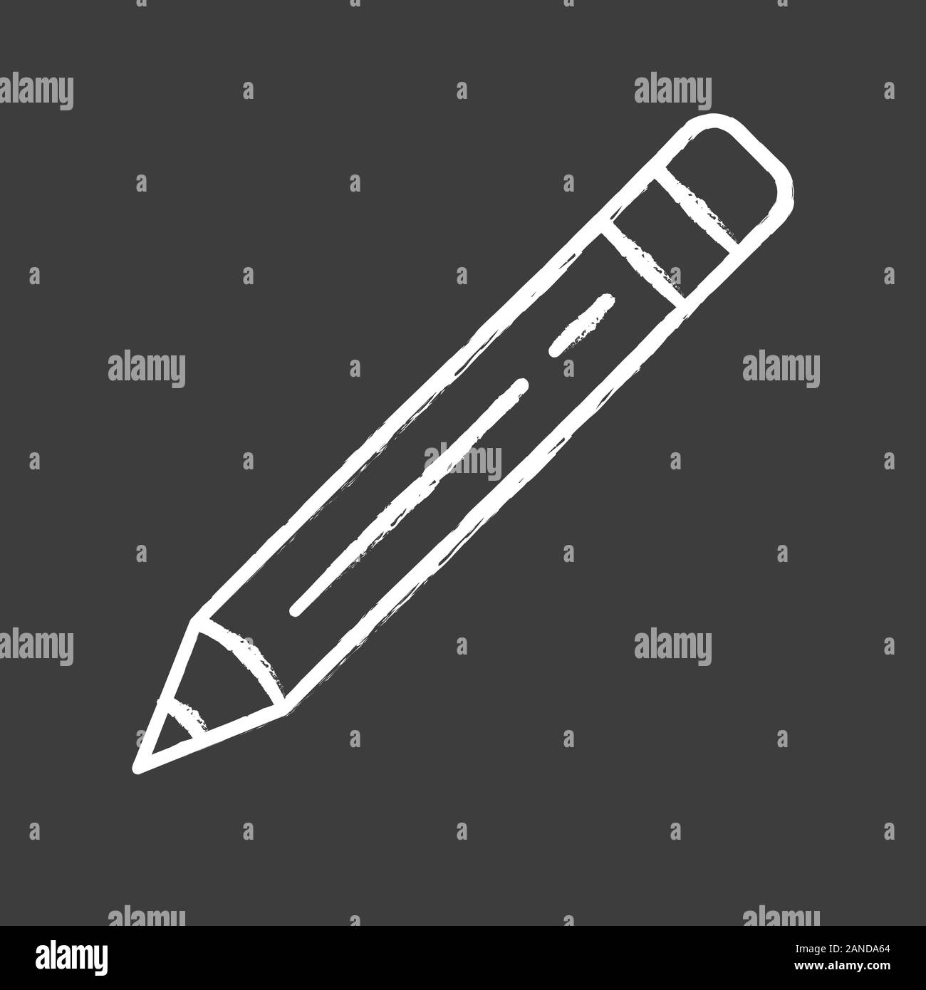 Sharp pencil with eraser, rubber chalk icon. Drawing tool isolated ...