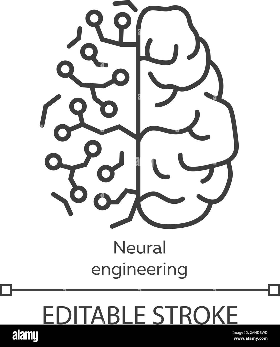 Neural engineering linear icon. Neuroengineering. Biomedical ...