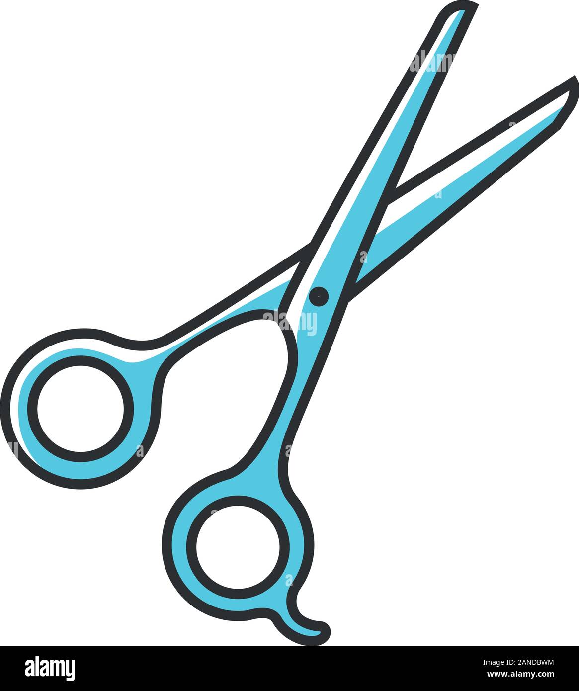 Scissors color icon. Haircutting shears. Cutting instrument with finger ...