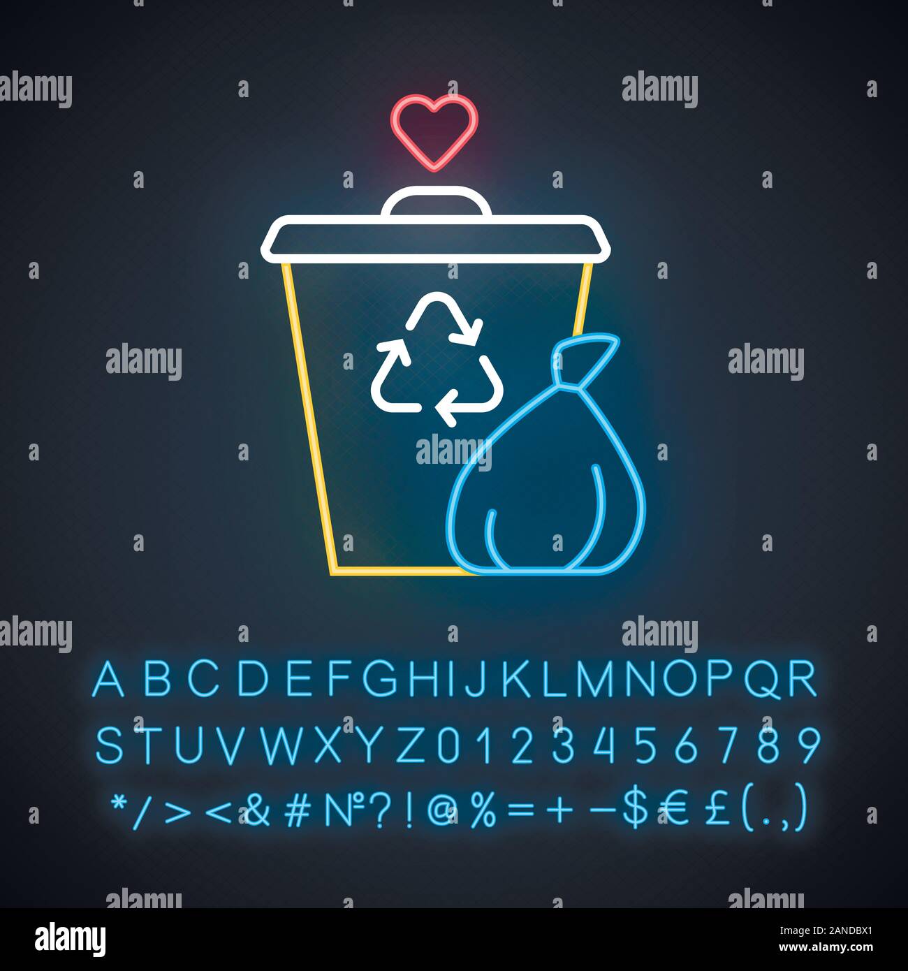 Garbage disposal neon light icon. Waste management volunteer program ...