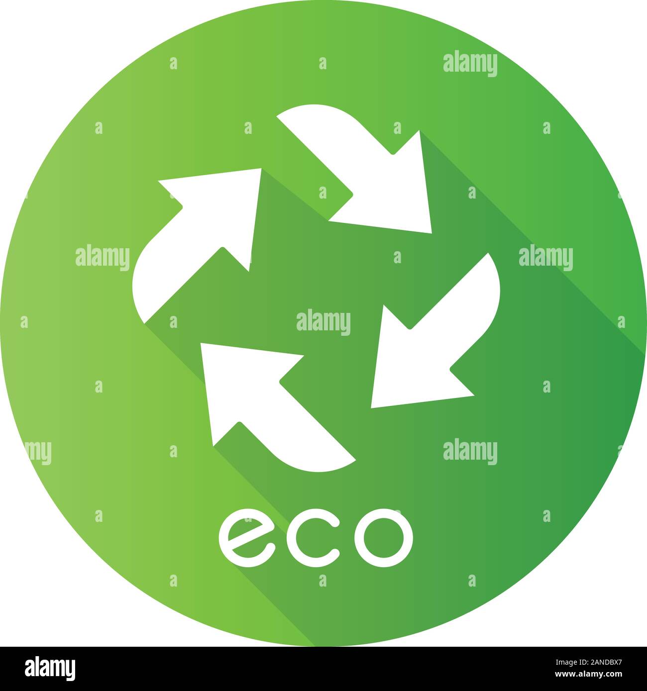 Eco label green flat design long shadow glyph icon. Four straight arrow ...