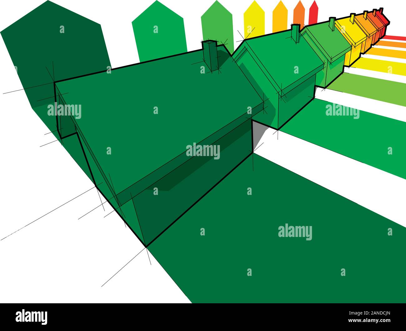 seven houses certified in seven energetic classes in energy rating ...