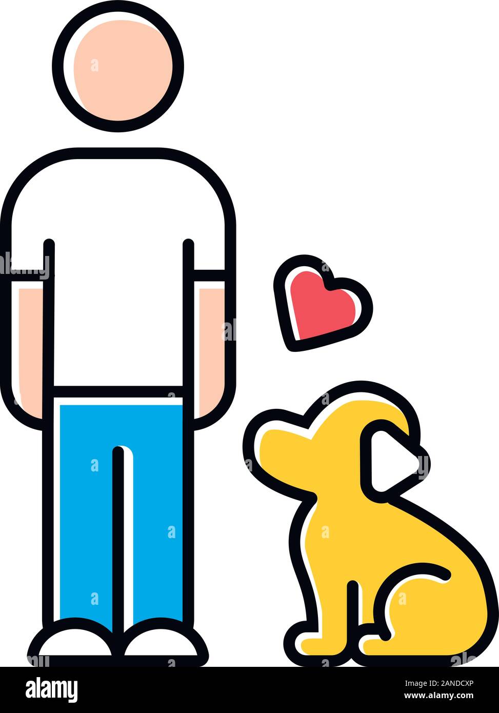 Animals welfare and help color icon. Pup and master. Pet adoption from ...