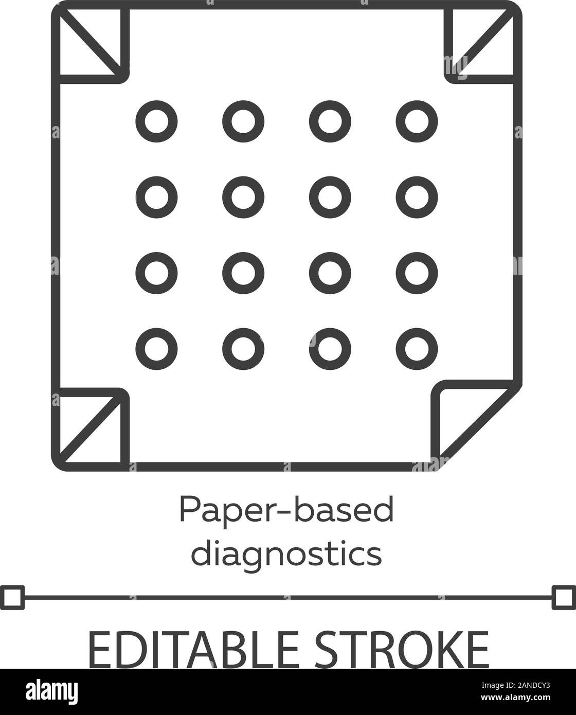 Paper-based diagnostics linear icon. Biosensor. Quick analysis results ...