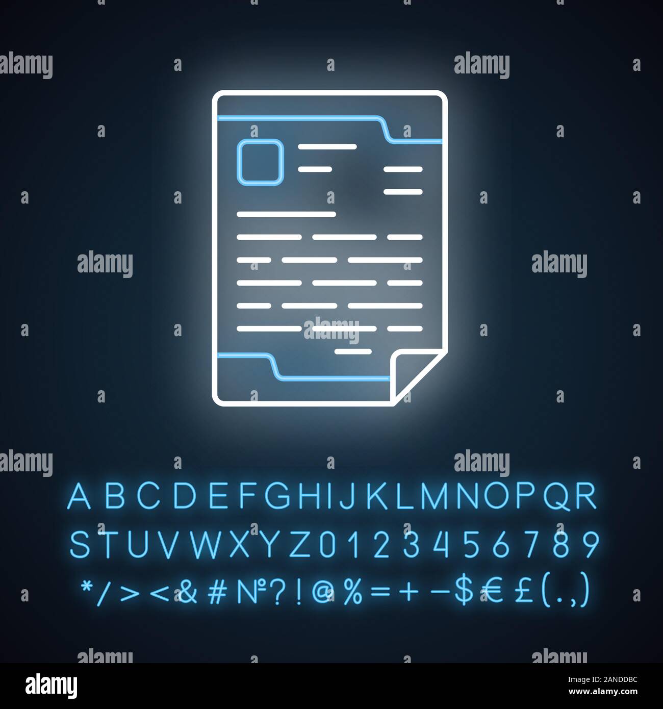 Letterhead, business report neon light icon. Glowing sign with alphabet ...