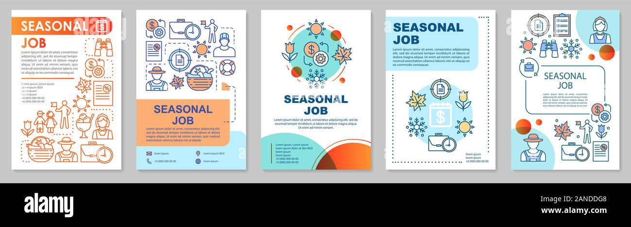 Seasonal job brochure template layout. Temporary employment. Flyer ...