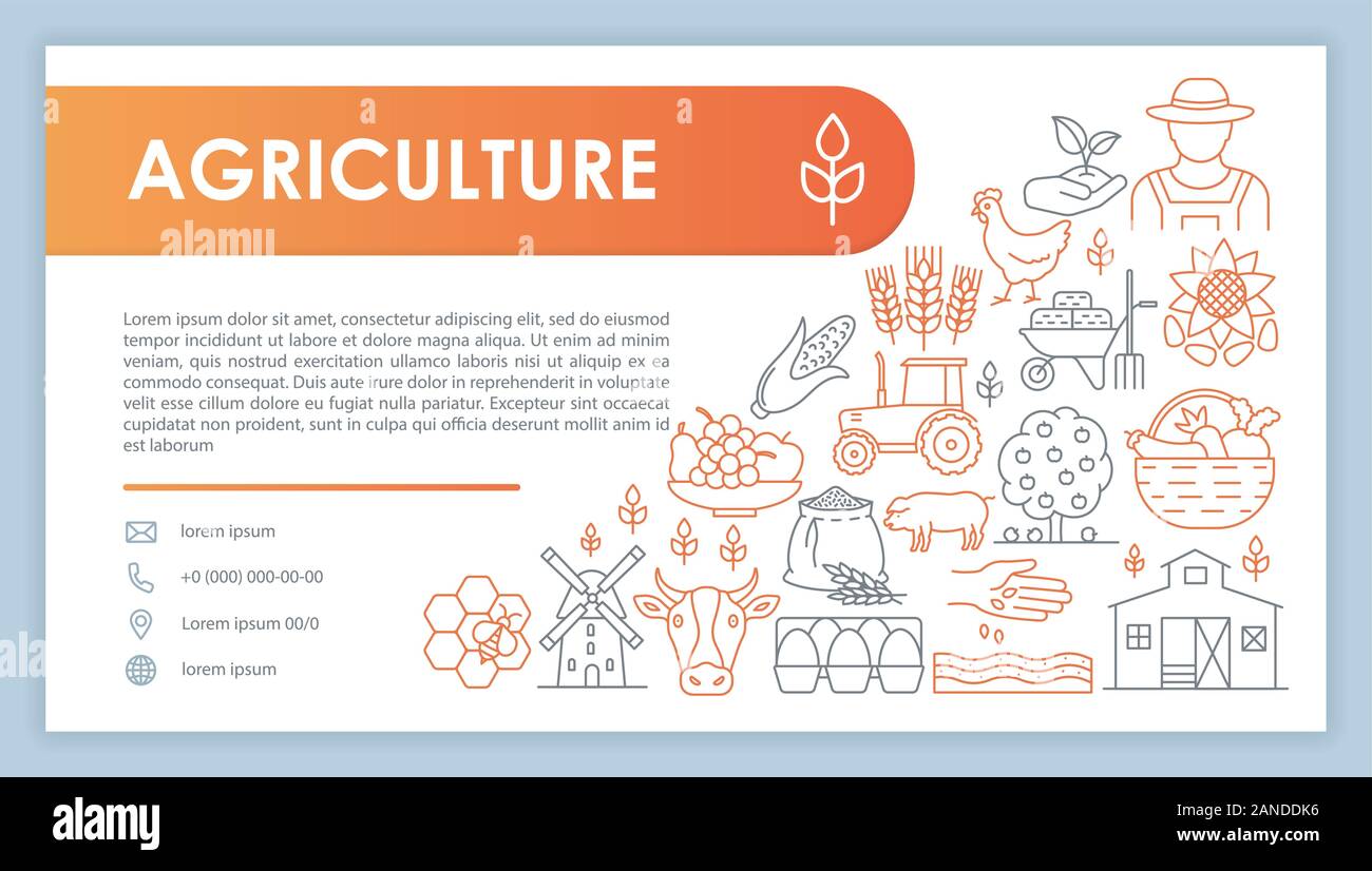 Farming web banner, business card vector template. Agricultural company ...