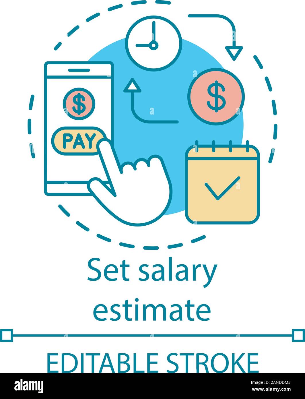 Set salary estimate concept icon. Wage payment idea thin line ...