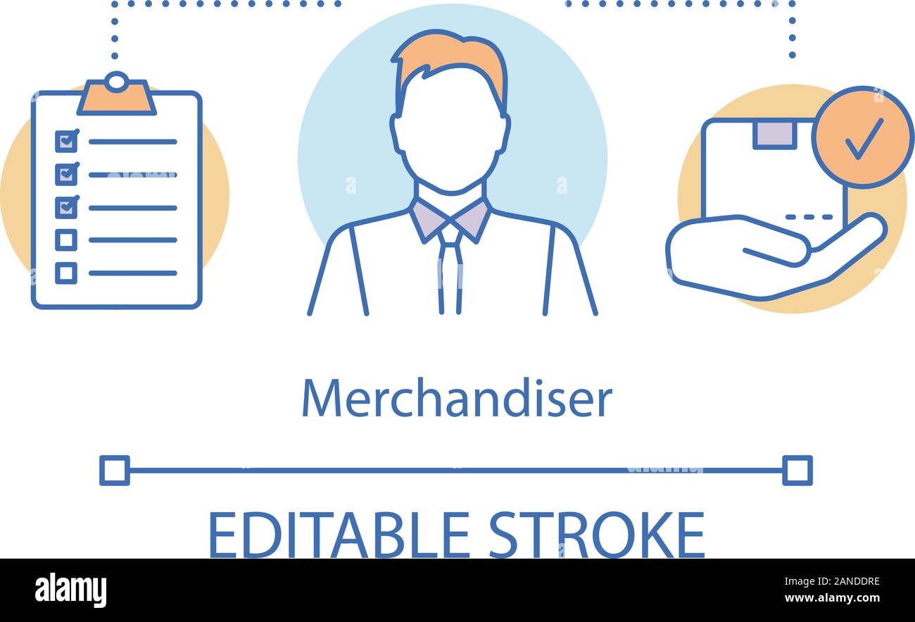 Merchandiser concept icon. Store worker, employee idea thin line ...