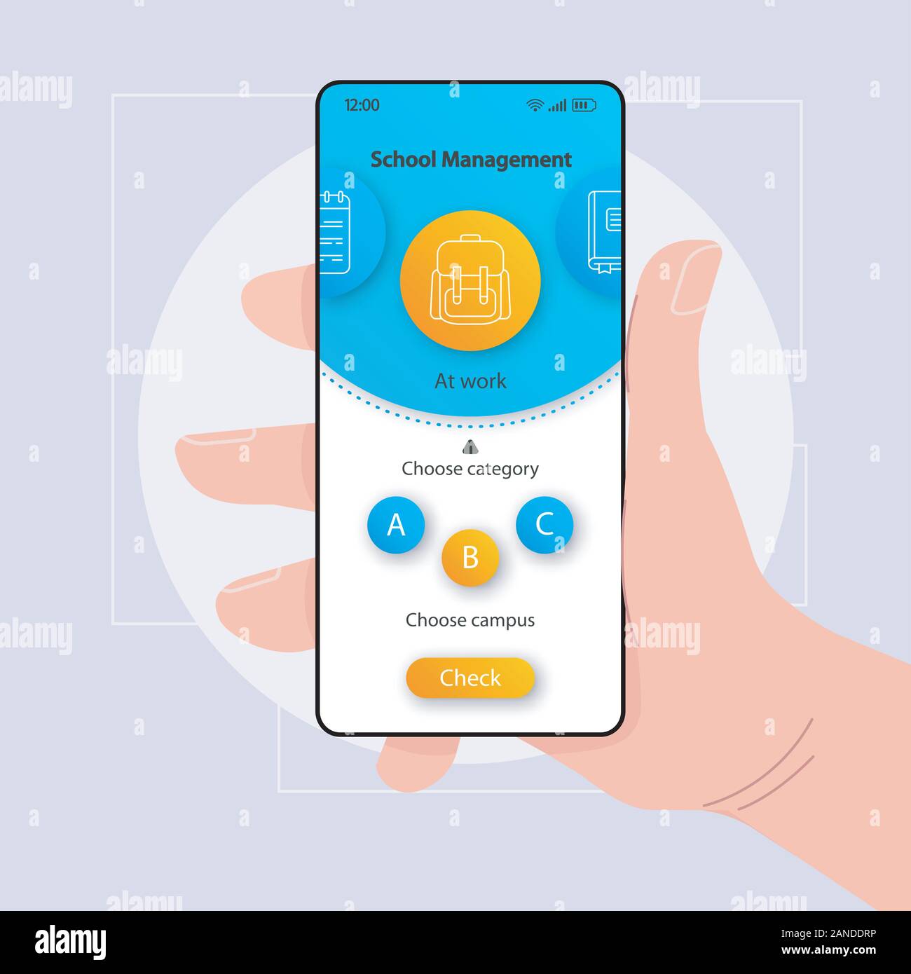 School management smartphone interface vector template. Mobile app page ...