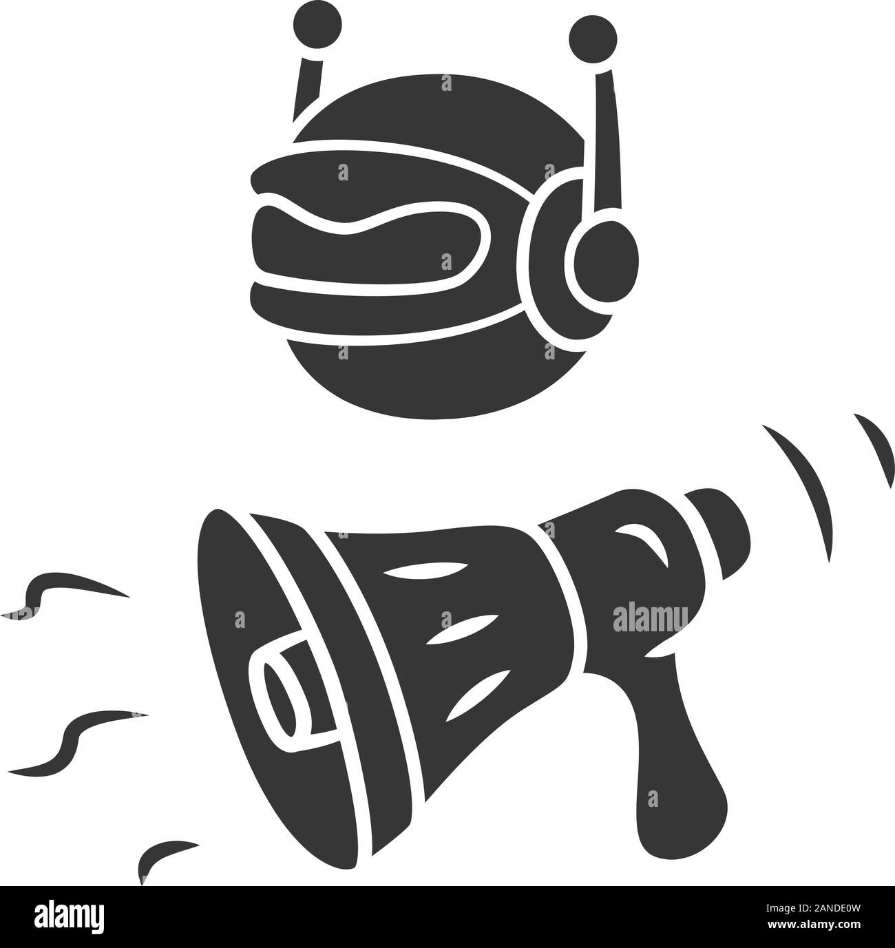 Propaganda bot glyph icon. Spam attack. Marketing campaign. Robot ...