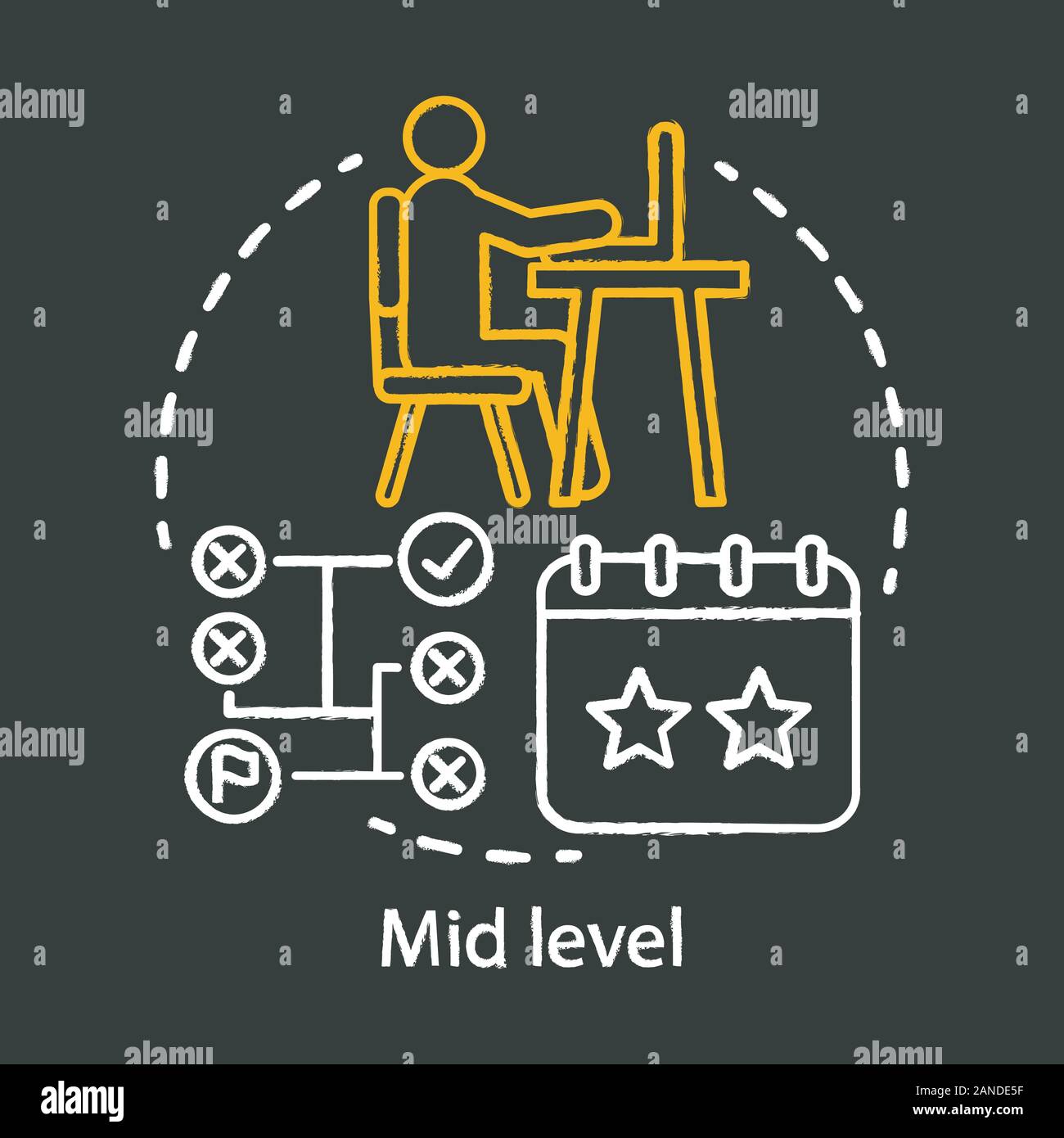 Mid level chalk icon. Work experience. Middle level. Stages of ...
