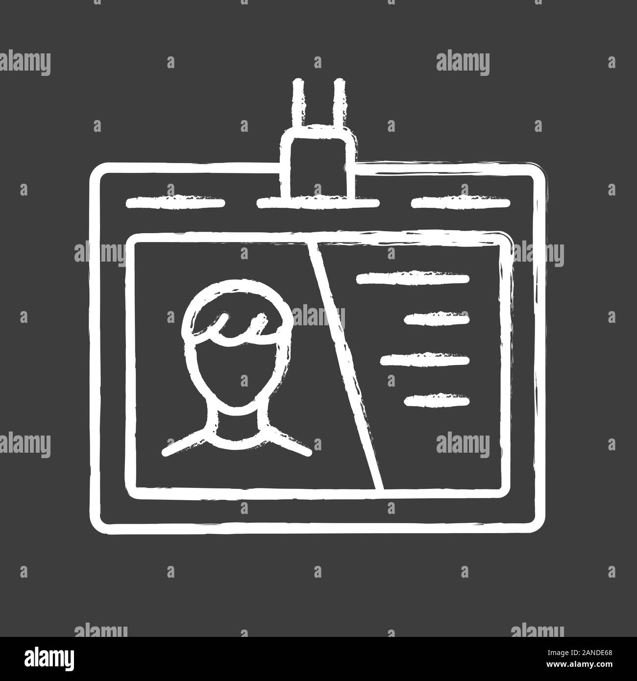 Identification document, id tag chalk icon. Access pass isolated vector ...