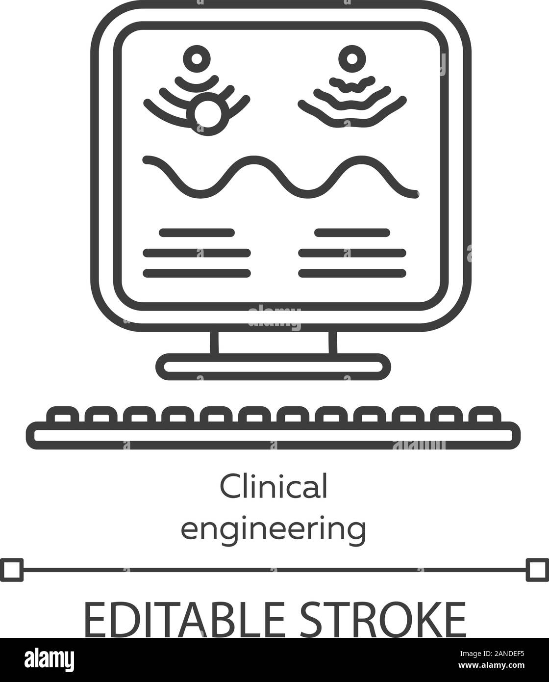 Clinical engineering linear icon. Healthcare technology. Medical ...