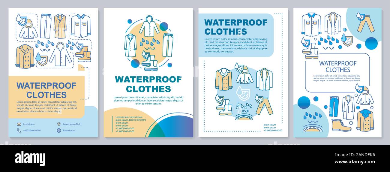 Waterproof clothes brochure template layout. Flyer, booklet, leaflet ...