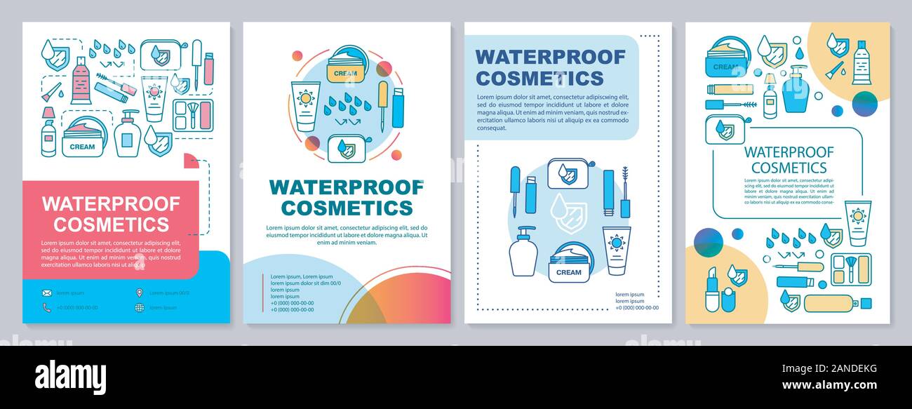 Waterproof cosmetics, makeup, skincare brochure template layout. Flyer ...