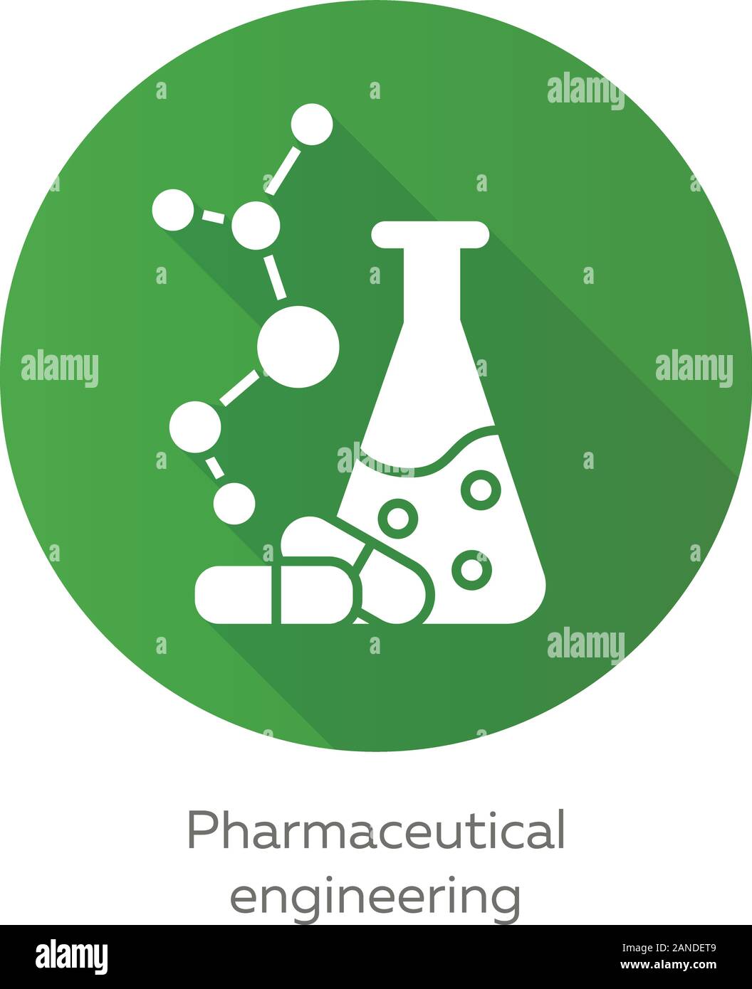 Pharmaceutical engineering green flat design long shadow glyph icon ...