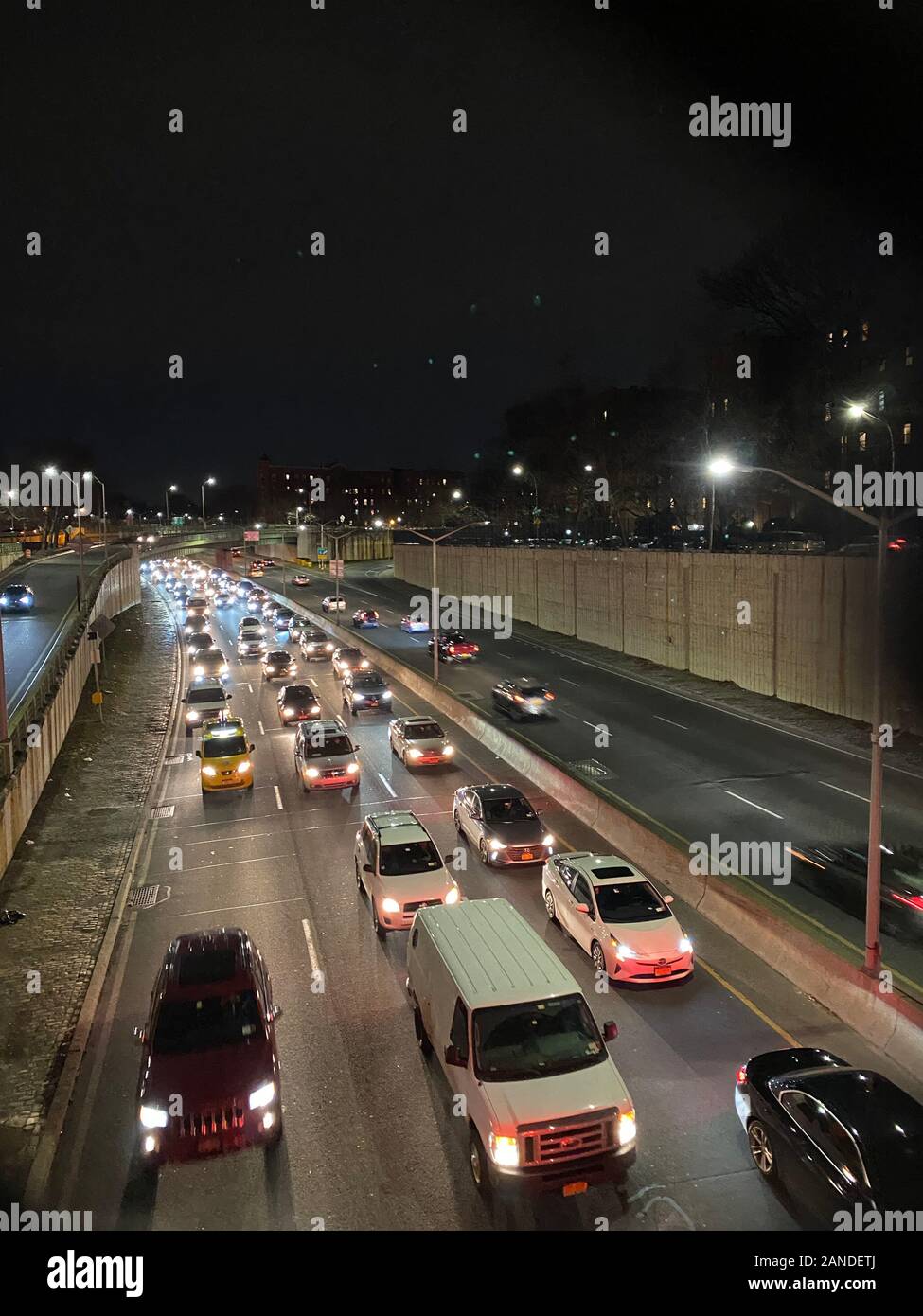 Evening traffic on the Prospect Expressway in Brooklyn, New York Stock ...