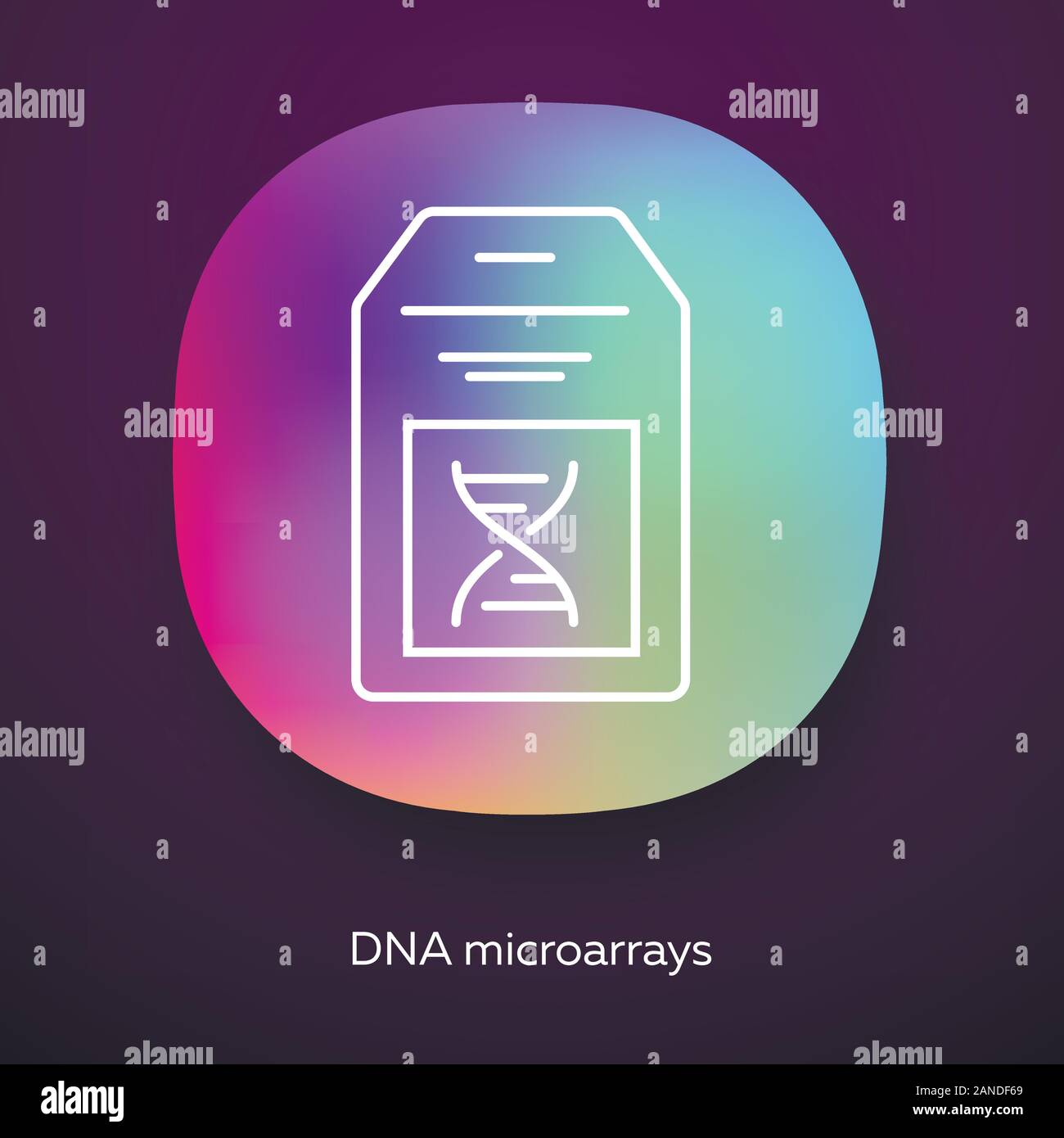 DNA microarray app icon. DNA chip. Microscopic chromosome spots ...