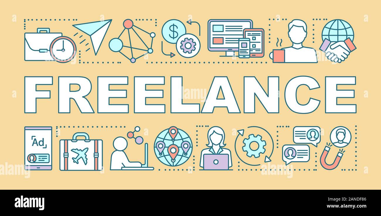 Freelance word concepts banner. Online job. Remote working, home office ...