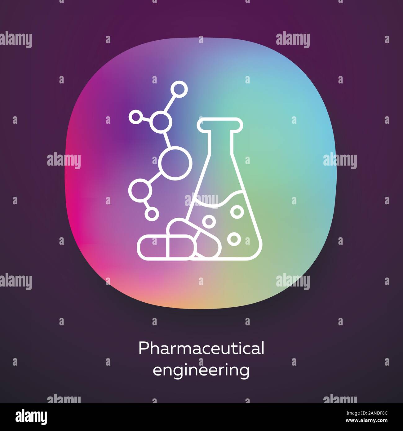Pharmaceutical engineering app icon. Chemical engineering. Medication ...