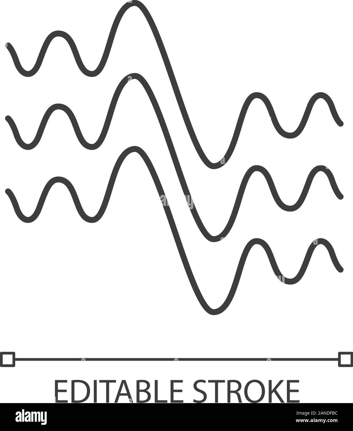 Flowing wavy lines linear icon. Thin line illustration. Fluid parallel ...