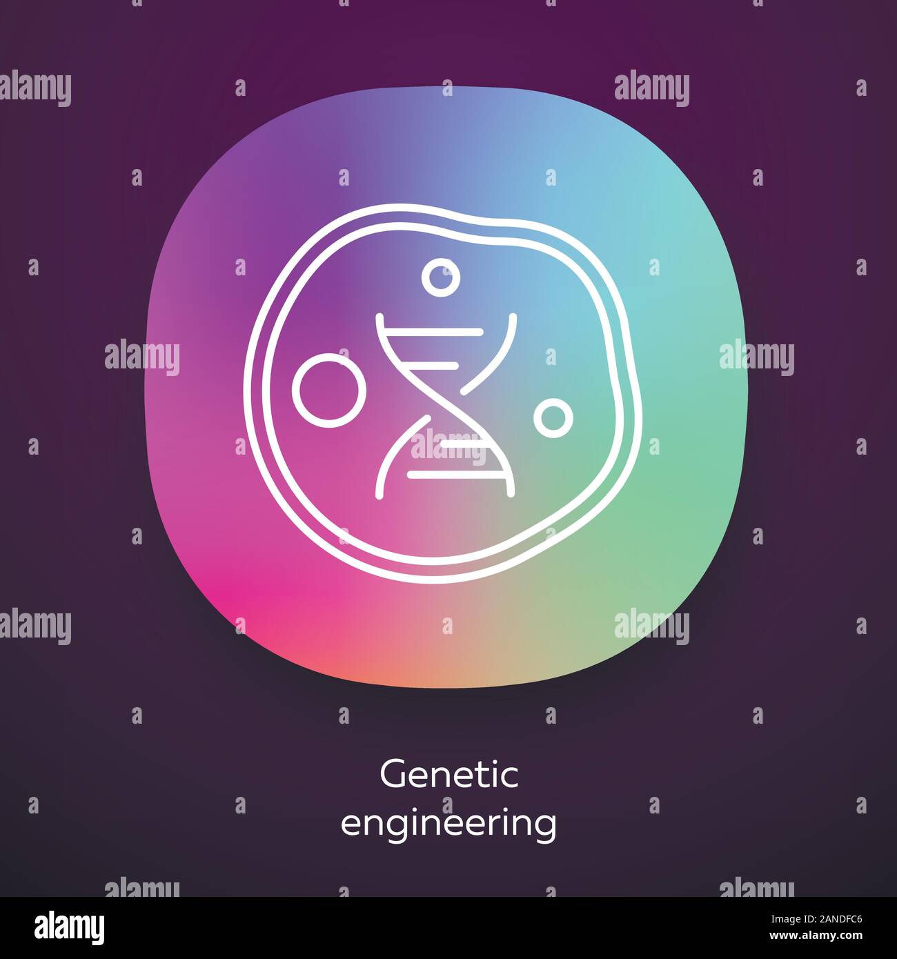 Genetic engineering app icon. Living body cell. Genome modification ...