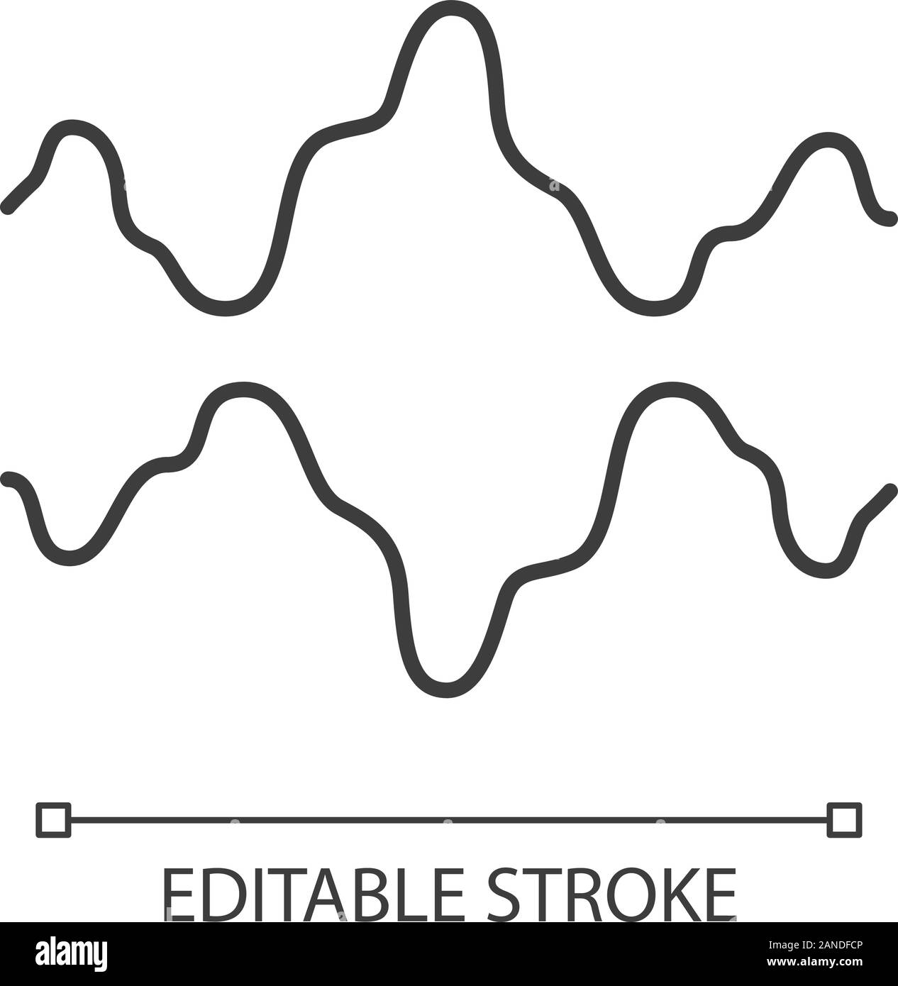 Abstract fluid waveforms linear icon. Thin line illustration. Music ...