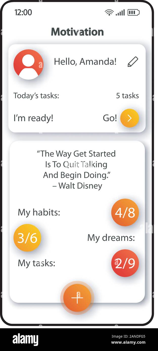 Motivation notifications smartphone interface vector template. Mobile ...