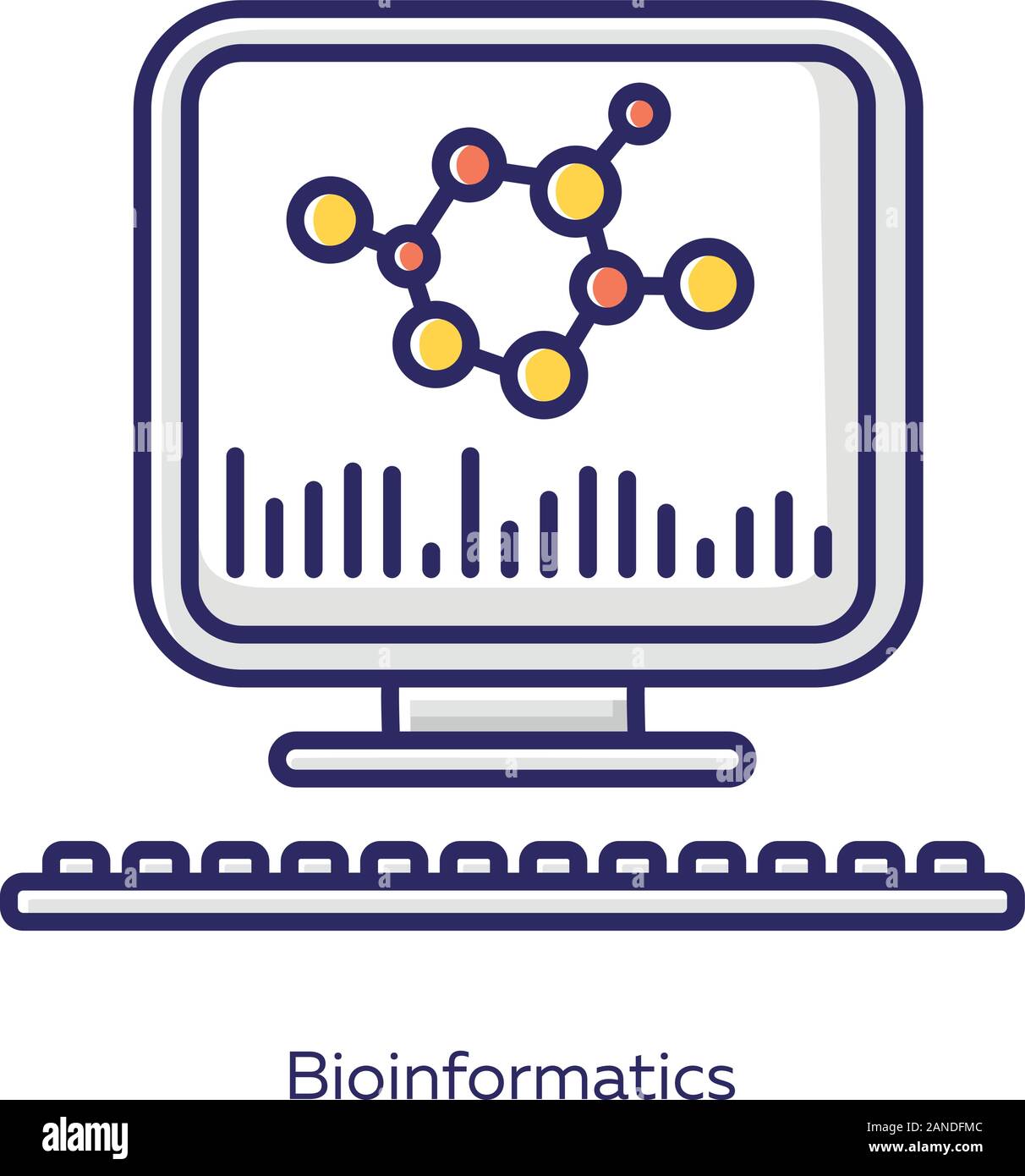 Bioinformatics white color icon. Human genome research. Biochemical ...