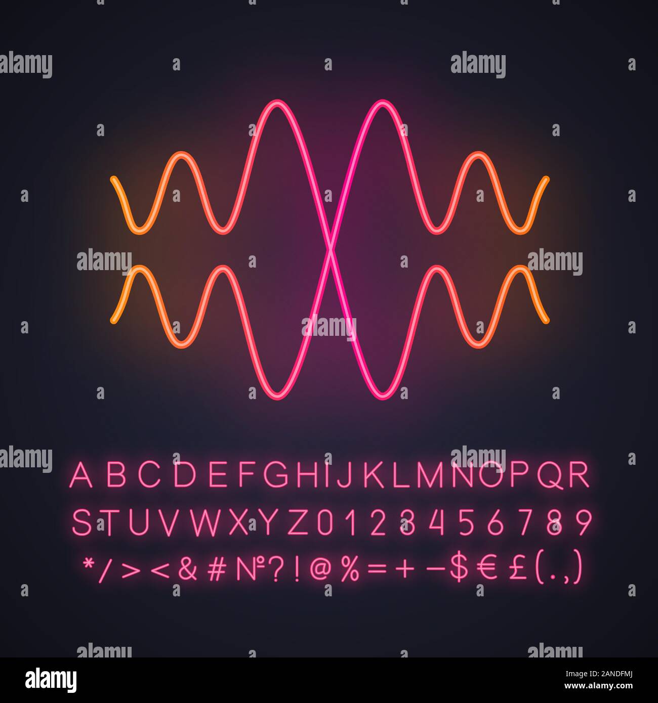 Sound, audio wave neon light icon. Vibration, noise amplitude. Music ...