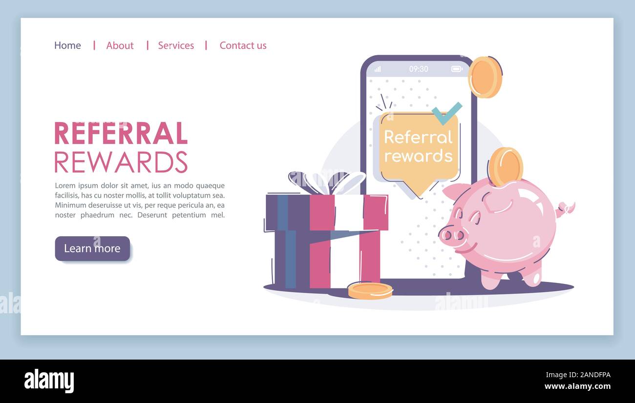 Referral rewards program landing page vector template. Viral marketing ...
