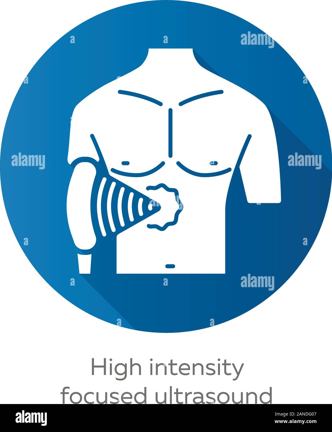 High intensity focused ultrasound blue flat design long shadow glyph ...