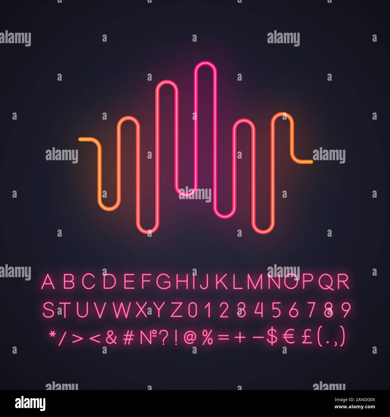 Music rhythm wave neon light icon. Disco party, dj soundtrack playing ...
