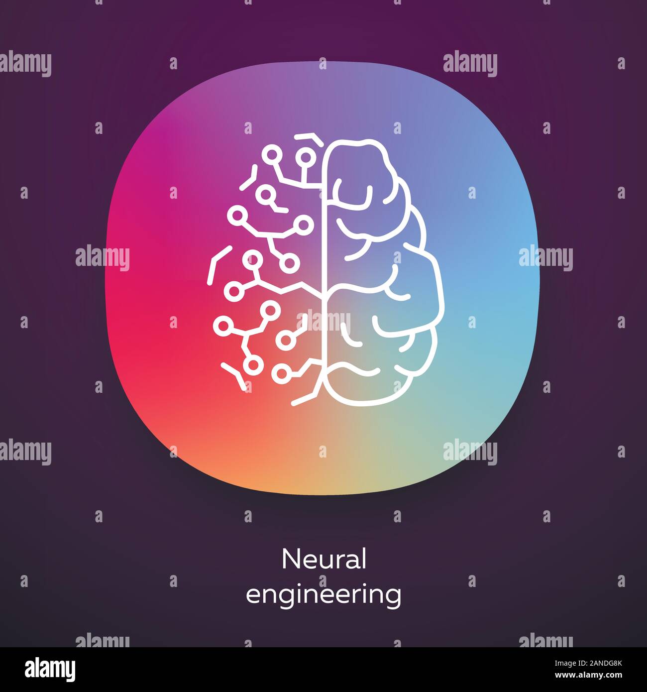 Neural engineering app icon. Neuroengineering. Neural tissue and artificial constructs ...