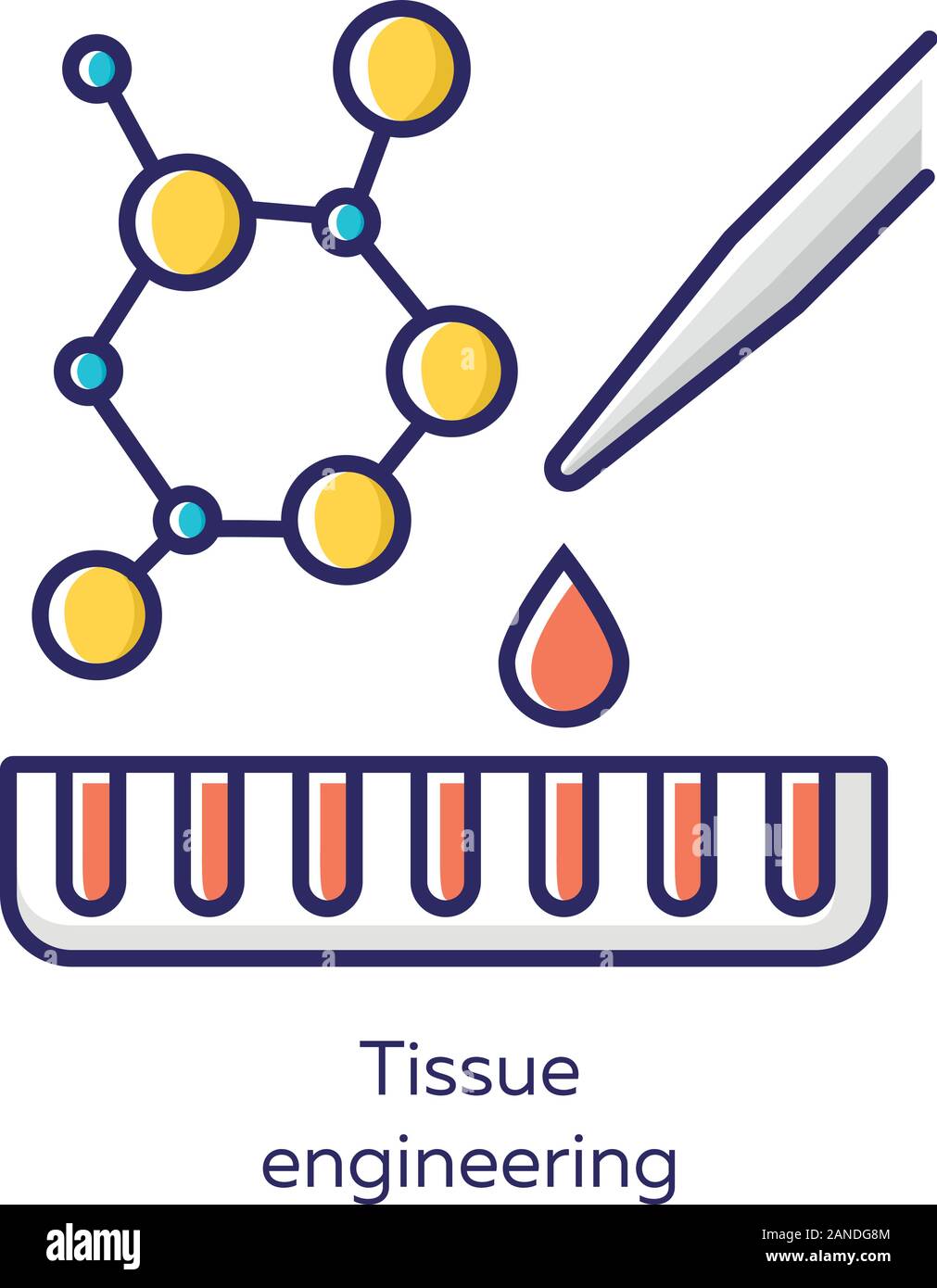 Tissue engineering white color icon. Combining cells and molecules into ...